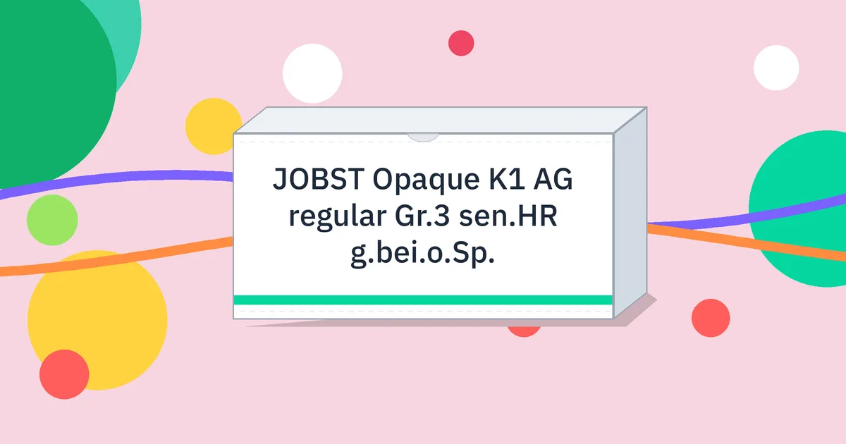 Symbolbild: Packung mit der Aufschrift JOBST Opaque K1 AG regular Gr.3 sen.HR g.bei.o.Sp. (PZN 16265775) – Verfügbarkeit und Bezug in Apotheken in Frankfurt am Main