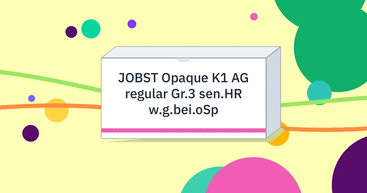Symbolbild: Packung mit der Aufschrift JOBST Opaque K1 AG regular Gr.3 sen.HR w.g.bei.oSp (PZN 16265864) – Verfügbarkeit und Bezug in Apotheken in Frankfurt am Main