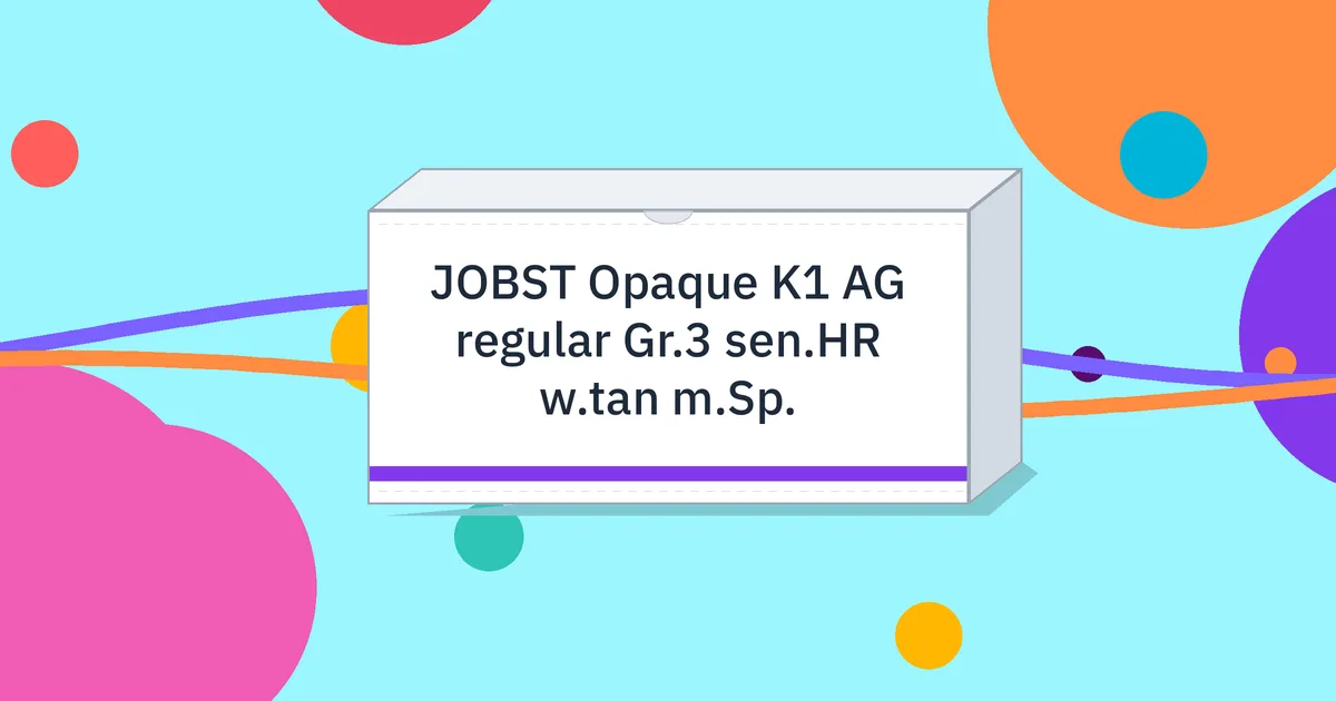Symbolbild: Packung mit der Aufschrift JOBST Opaque K1 AG regular Gr.3 sen.HR w.tan m.Sp. (PZN 16266800) – Verfügbarkeit und Bezug in Apotheken in Frankfurt am Main