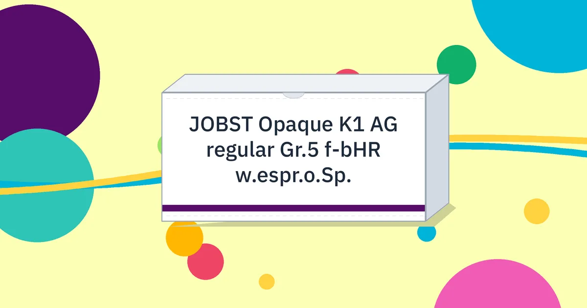 Symbolbild: Packung mit der Aufschrift JOBST Opaque K1 AG regular Gr.5 f-bHR w.espr.o.Sp. (PZN 16267337) – Verfügbarkeit und Bezug in Apotheken in Frankfurt am Main