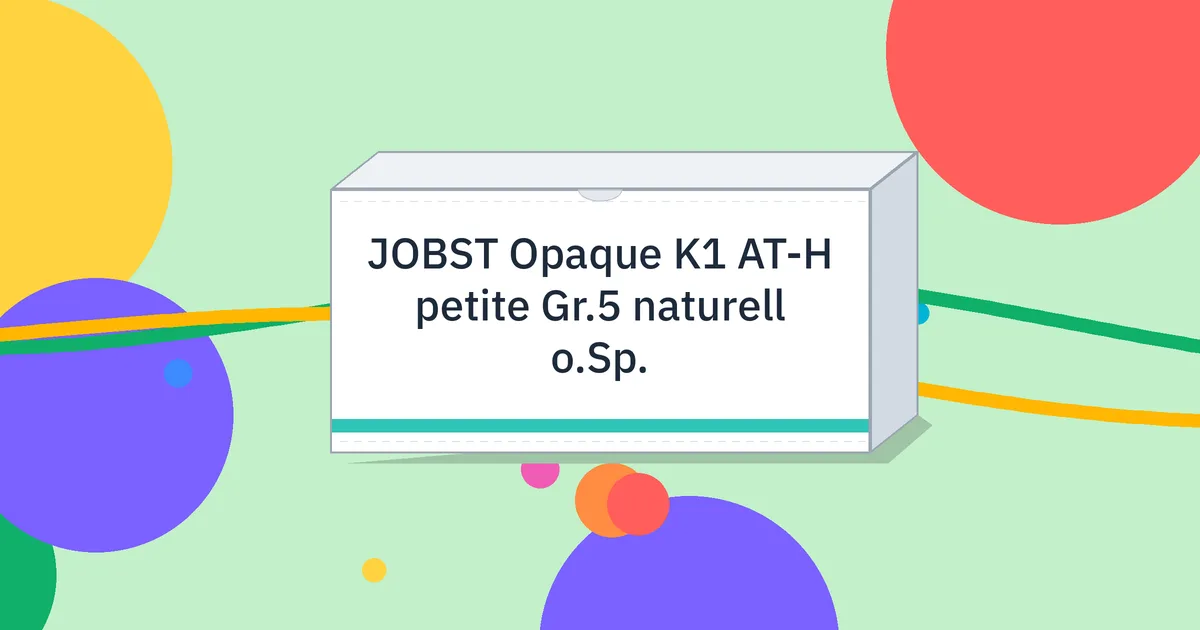 Symbolbild: Packung mit der Aufschrift JOBST Opaque K1 AT-H petite Gr.5 naturell o.Sp. (PZN 13102423) – Verfügbarkeit und Bezug in Apotheken in Frankfurt am Main