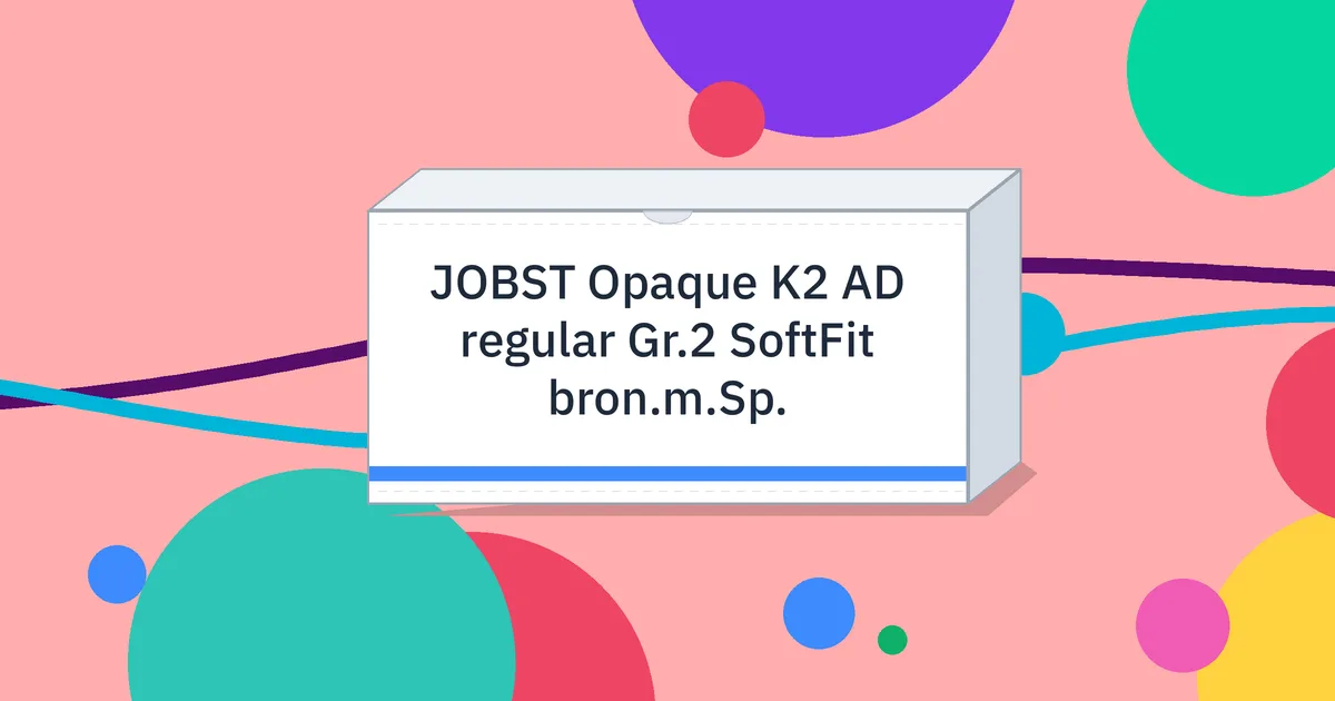Symbolbild: Packung mit der Aufschrift JOBST Opaque K2 AD regular Gr.2 SoftFit bron.m.Sp. (PZN 13110776) – Verfügbarkeit und Bezug in Apotheken in Frankfurt am Main