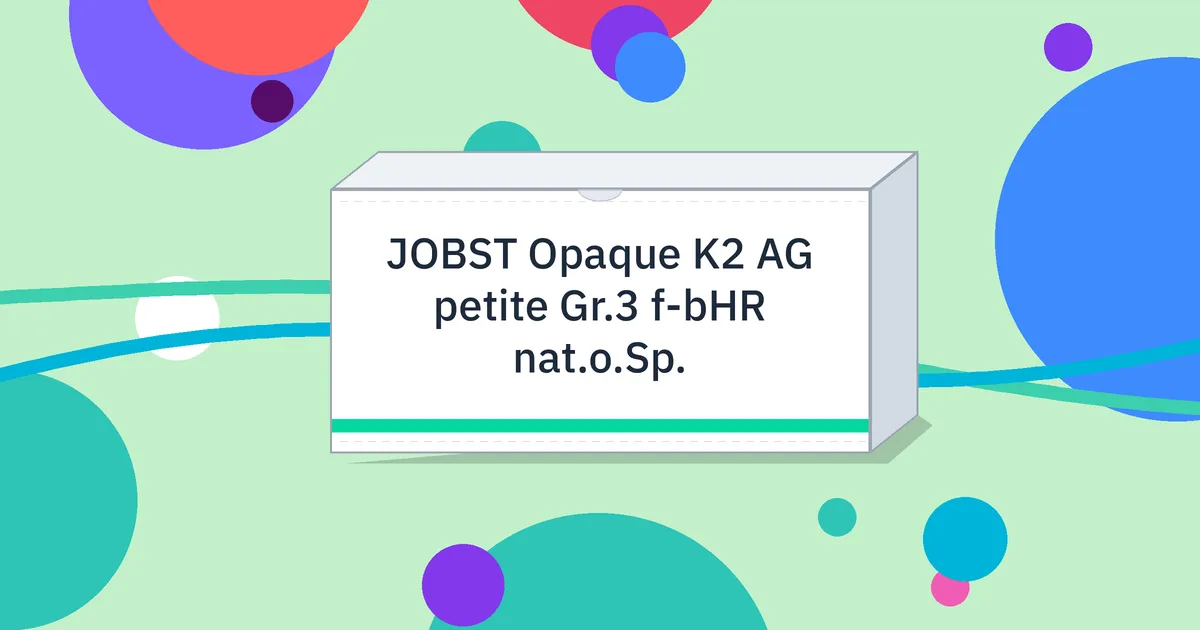 Symbolbild: Packung mit der Aufschrift JOBST Opaque K2 AG petite Gr.3 f-bHR nat.o.Sp. (PZN 10723679) – Verfügbarkeit und Bezug in Apotheken in Frankfurt am Main