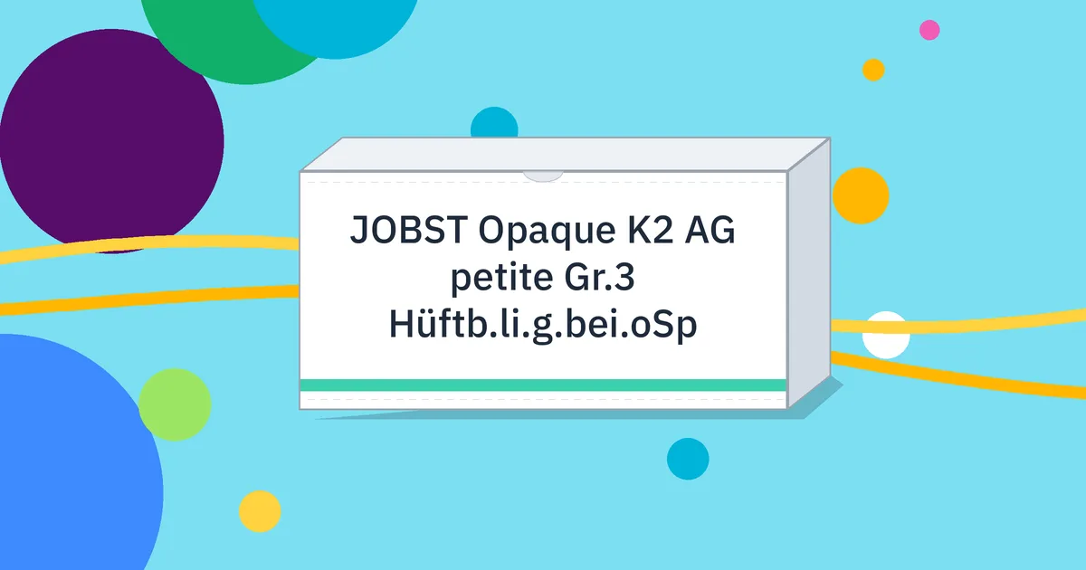 Symbolbild: Packung mit der Aufschrift JOBST Opaque K2 AG petite Gr.3 Hüftb.li.g.bei.oSp (PZN 16287908) – Verfügbarkeit und Bezug in Apotheken in Frankfurt am Main
