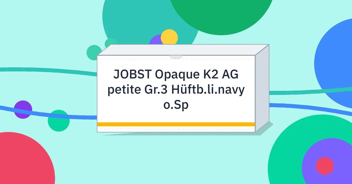 Symbolbild: Packung mit der Aufschrift JOBST Opaque K2 AG petite Gr.3 Hüftb.li.navy o.Sp (PZN 13113970) – Verfügbarkeit und Bezug in Apotheken in Frankfurt am Main