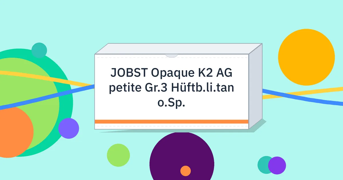 Symbolbild: Packung mit der Aufschrift JOBST Opaque K2 AG petite Gr.3 Hüftb.li.tan o.Sp. (PZN 16288196) – Verfügbarkeit und Bezug in Apotheken in Frankfurt am Main