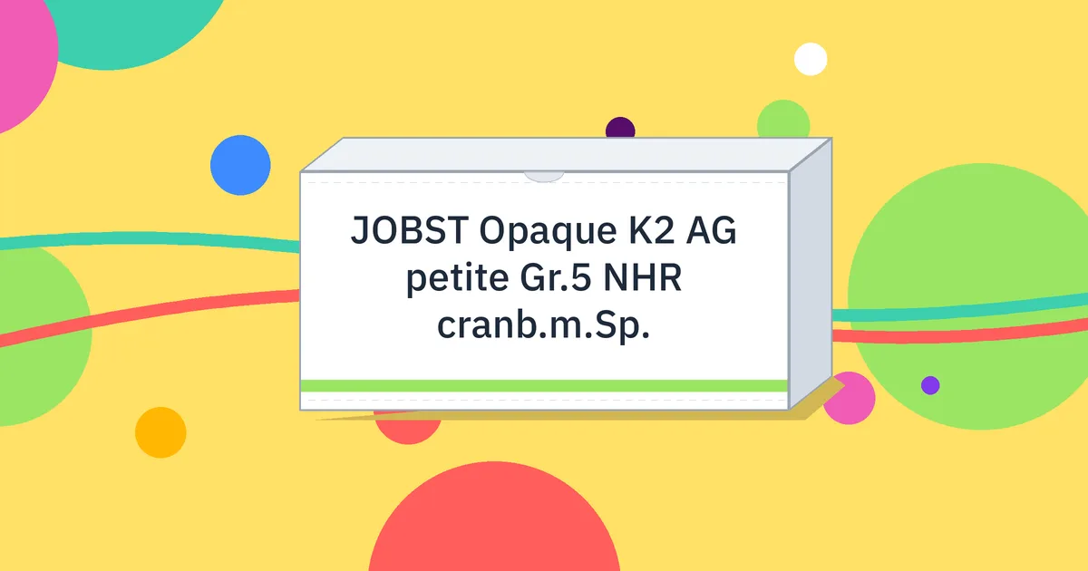 Symbolbild: Packung mit der Aufschrift JOBST Opaque K2 AG petite Gr.5 NHR cranb.m.Sp. (PZN 13112249) – Verfügbarkeit und Bezug in Apotheken in Frankfurt am Main