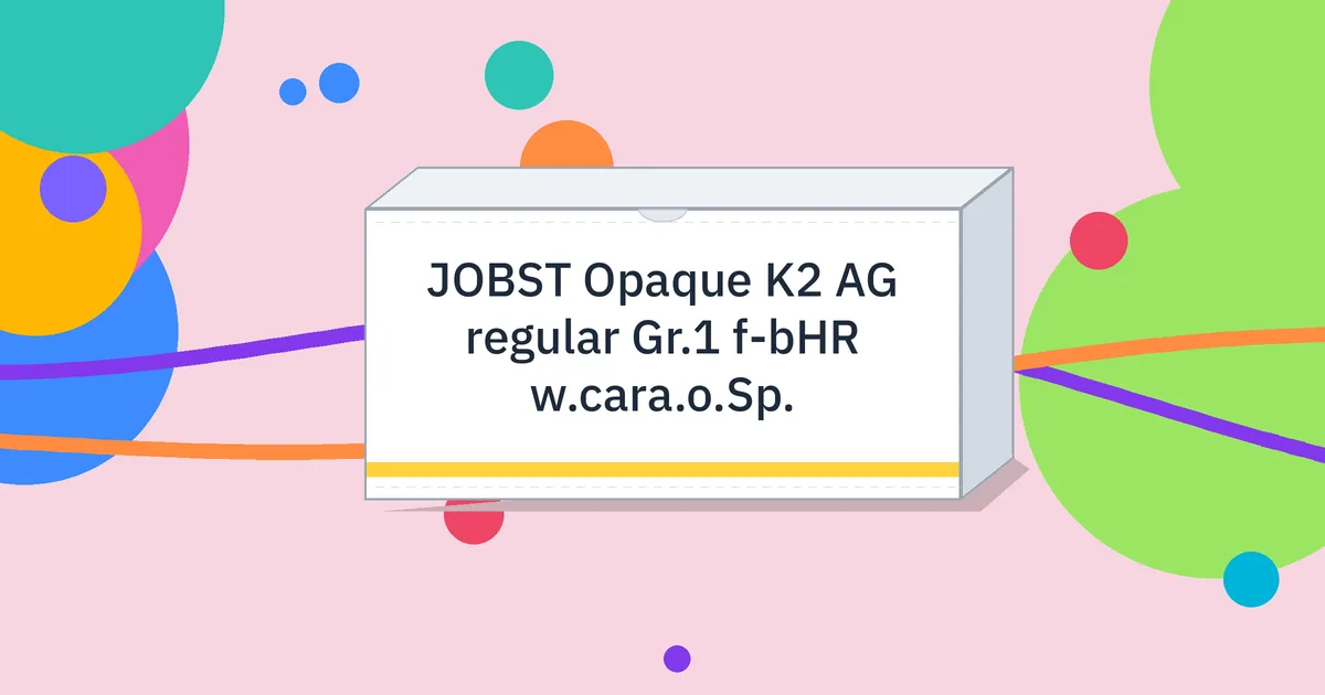 Symbolbild: Packung mit der Aufschrift JOBST Opaque K2 AG regular Gr.1 f-bHR w.cara.o.Sp. (PZN 11252874) – Verfügbarkeit und Bezug in Apotheken in Frankfurt am Main