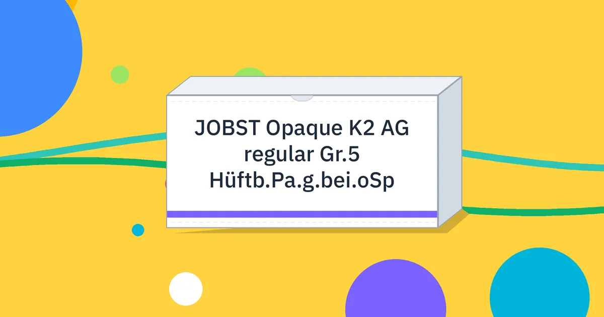 Symbolbild: Packung mit der Aufschrift JOBST Opaque K2 AG regular Gr.5 Hüftb.Pa.g.bei.oSp (PZN 16286808) – Verfügbarkeit und Bezug in Apotheken in Frankfurt am Main
