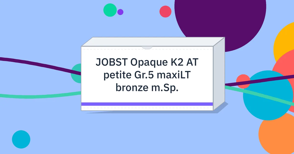 Symbolbild: Packung mit der Aufschrift JOBST Opaque K2 AT petite Gr.5 maxiLT bronze m.Sp. (PZN 13118499) – Verfügbarkeit und Bezug in Apotheken in Frankfurt am Main