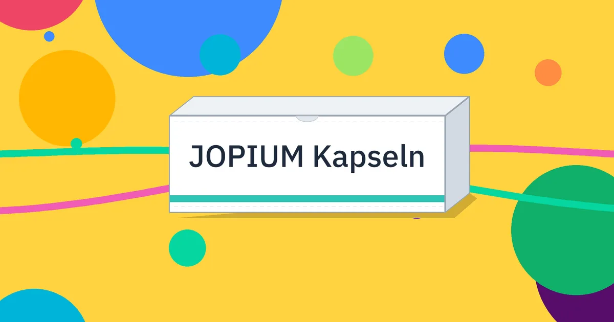 Symbolbild: Packung mit der Aufschrift JOPIUM Kapseln (PZN 04397359) – Verfügbarkeit und Bezug in Apotheken in Frankfurt am Main