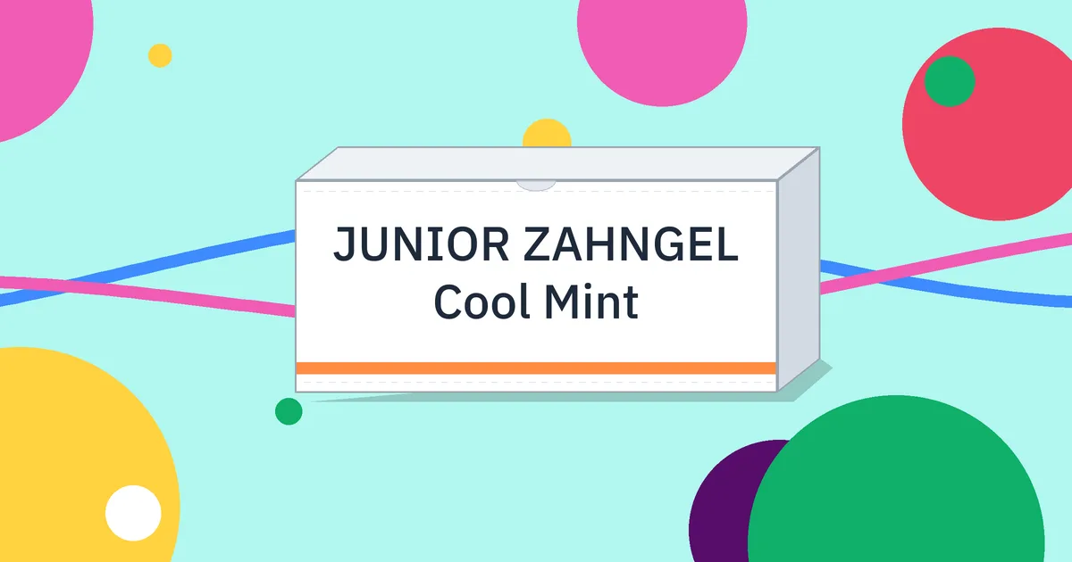 Symbolbild: Packung mit der Aufschrift JUNIOR ZAHNGEL Cool Mint (PZN 19878254) – Verfügbarkeit und Bezug in Apotheken in Frankfurt am Main