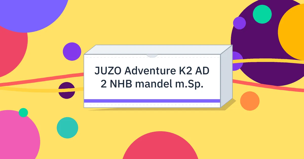 Symbolbild: Packung mit der Aufschrift JUZO Adventure K2 AD 2 NHB mandel m.Sp. (PZN 14974183) – Verfügbarkeit und Bezug in Apotheken in Frankfurt am Main