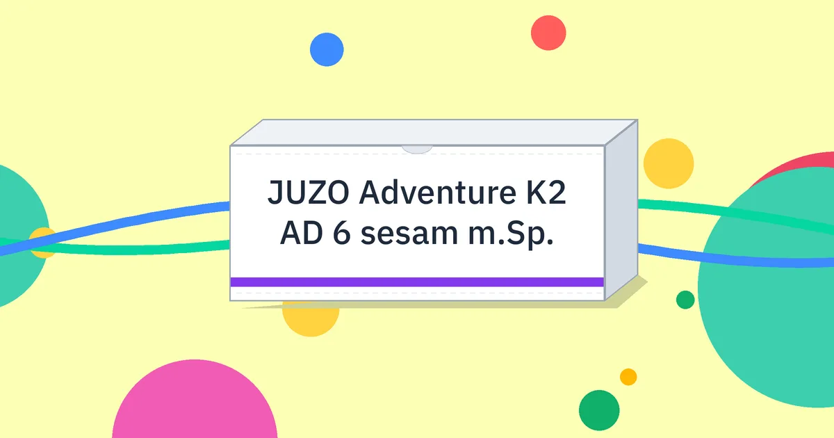 Symbolbild: Packung mit der Aufschrift JUZO Adventure K2 AD 6 sesam m.Sp. (PZN 16494524) – Verfügbarkeit und Bezug in Apotheken in Frankfurt am Main