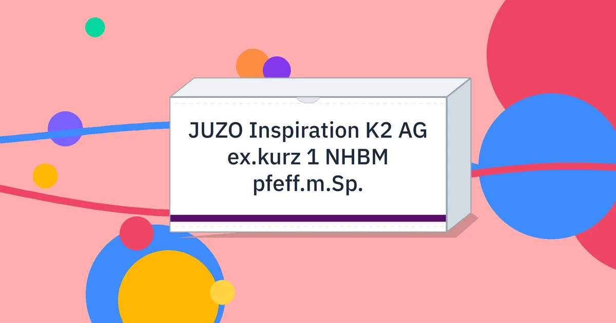 Symbolbild: Packung mit der Aufschrift JUZO Inspiration K2 AG ex.kurz 1 NHBM pfeff.m.Sp. (PZN 14924179) – Verfügbarkeit und Bezug in Apotheken in Frankfurt am Main