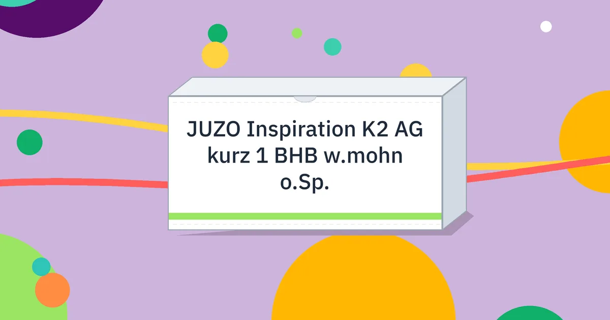 Symbolbild: Packung mit der Aufschrift JUZO Inspiration K2 AG kurz 1 BHB w.mohn o.Sp. (PZN 14850848) – Verfügbarkeit und Bezug in Apotheken in Frankfurt am Main