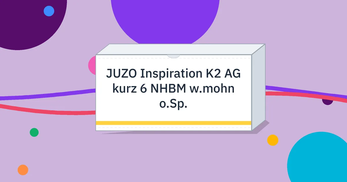 Symbolbild: Packung mit der Aufschrift JUZO Inspiration K2 AG kurz 6 NHBM w.mohn o.Sp. (PZN 14923613) – Verfügbarkeit und Bezug in Apotheken in Frankfurt am Main