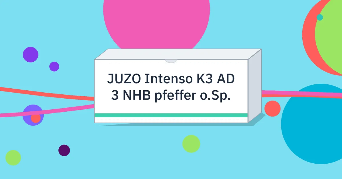 Symbolbild: Packung mit der Aufschrift JUZO Intenso K3 AD 3 NHB pfeffer o.Sp. (PZN 18641283) – Verfügbarkeit und Bezug in Apotheken in Frankfurt am Main