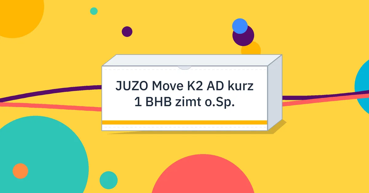 Symbolbild: Packung mit der Aufschrift JUZO Move K2 AD kurz 1 BHB zimt o.Sp. (PZN 18509566) – Verfügbarkeit und Bezug in Apotheken in Frankfurt am Main