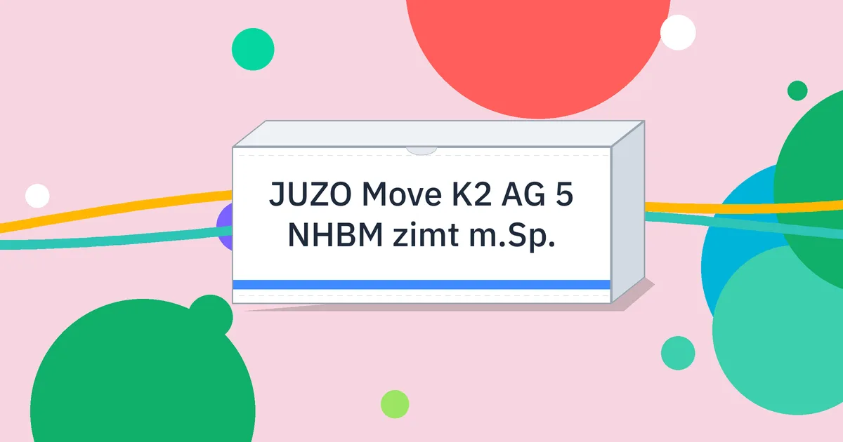 Symbolbild: Packung mit der Aufschrift JUZO Move K2 AG 5 NHBM zimt m.Sp. (PZN 18523342) – Verfügbarkeit und Bezug in Apotheken in Frankfurt am Main