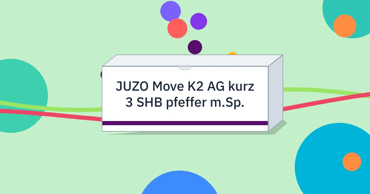 Symbolbild: Packung mit der Aufschrift JUZO Move K2 AG kurz 3 SHB pfeffer m.Sp. (PZN 16651219) – Verfügbarkeit und Bezug in Apotheken in Frankfurt am Main