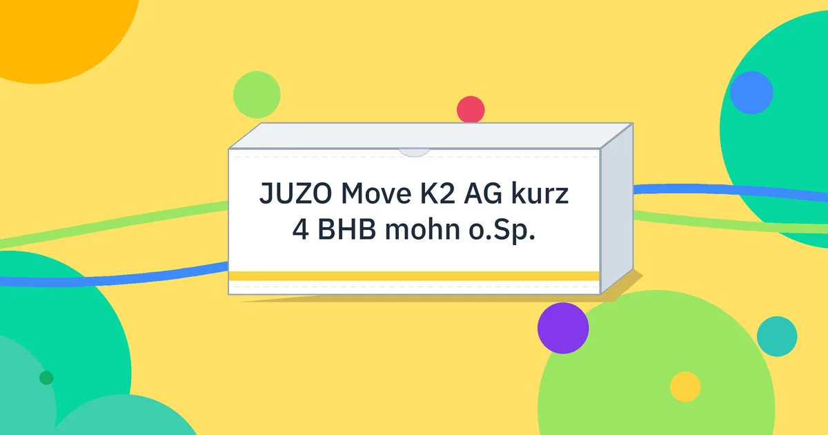 Symbolbild: Packung mit der Aufschrift JUZO Move K2 AG kurz 4 BHB mohn o.Sp. (PZN 18561762) – Verfügbarkeit und Bezug in Apotheken in Frankfurt am Main