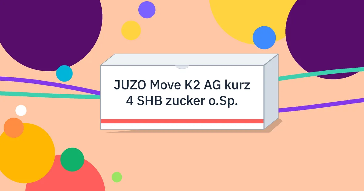 Symbolbild: Packung mit der Aufschrift JUZO Move K2 AG kurz 4 SHB zucker o.Sp. (PZN 18529818) – Verfügbarkeit und Bezug in Apotheken in Frankfurt am Main