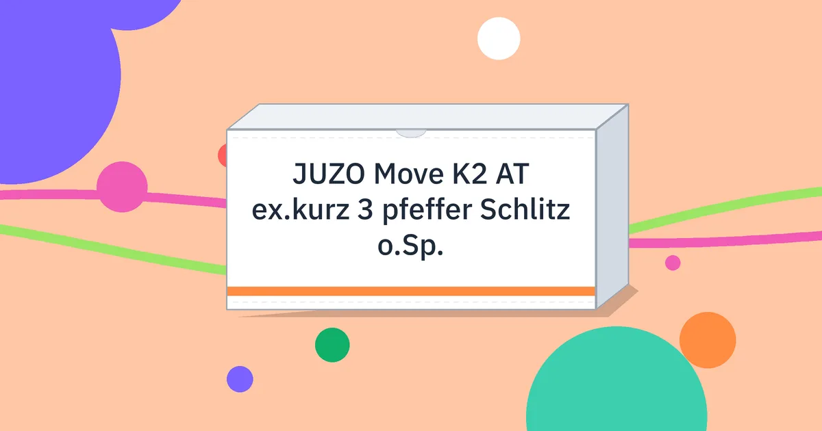 Symbolbild: Packung mit der Aufschrift JUZO Move K2 AT ex.kurz 3 pfeffer Schlitz o.Sp. (PZN 20673149) – Verfügbarkeit und Bezug in Apotheken in Frankfurt am Main