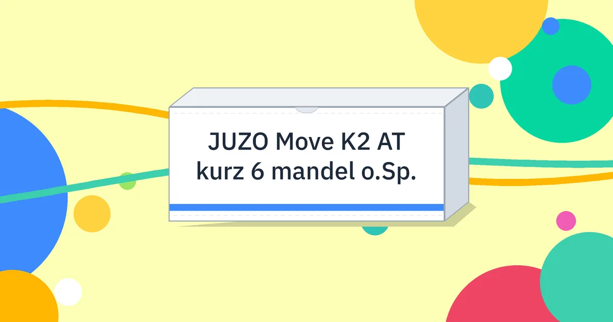 Symbolbild: Packung mit der Aufschrift JUZO Move K2 AT kurz 6 mandel o.Sp. (PZN 20675562) – Verfügbarkeit und Bezug in Apotheken in Frankfurt am Main
