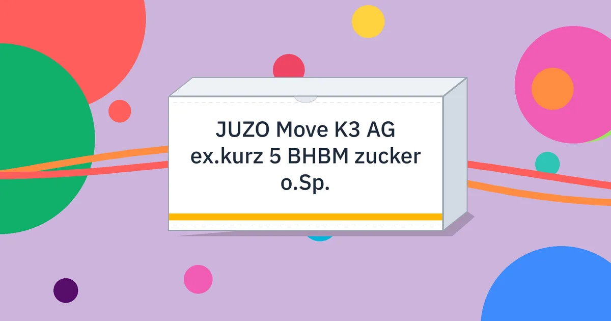 Symbolbild: Packung mit der Aufschrift JUZO Move K3 AG ex.kurz 5 BHBM zucker o.Sp. (PZN 18585946) – Verfügbarkeit und Bezug in Apotheken in Frankfurt am Main