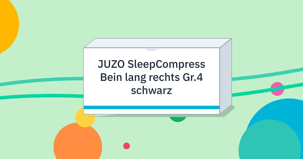 Symbolbild: Packung mit der Aufschrift JUZO SleepCompress Bein lang rechts Gr.4 schwarz (PZN 19622862) – Verfügbarkeit und Bezug in Apotheken in Frankfurt am Main