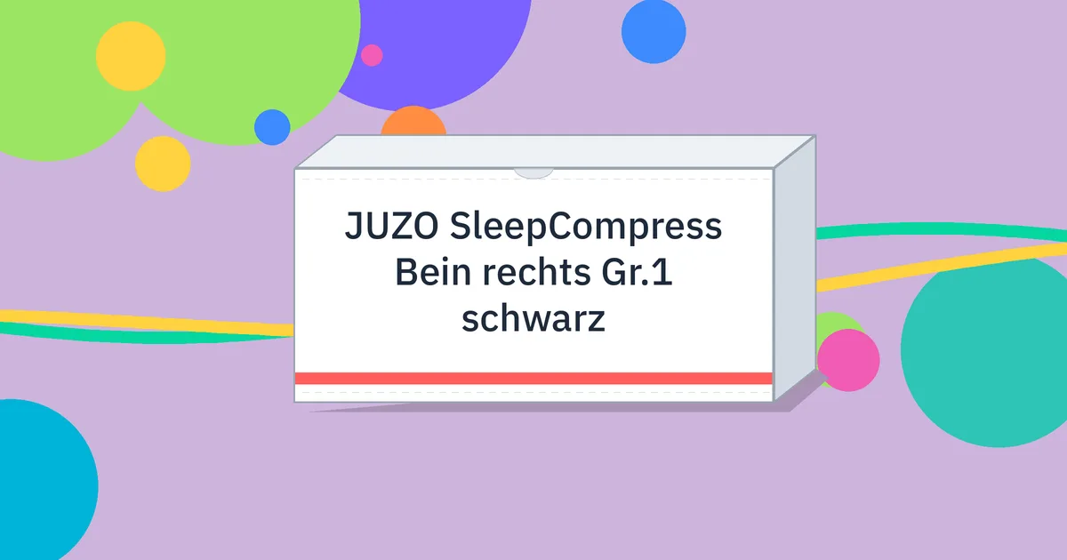 Symbolbild: Packung mit der Aufschrift JUZO SleepCompress Bein rechts Gr.1 schwarz (PZN 19622738) – Verfügbarkeit und Bezug in Apotheken in Frankfurt am Main