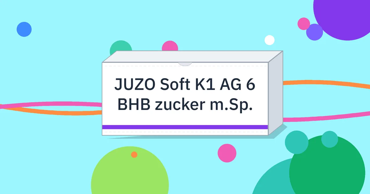 Symbolbild: Packung mit der Aufschrift JUZO Soft K1 AG 6 BHB zucker m.Sp. (PZN 14820652) – Verfügbarkeit und Bezug in Apotheken in Frankfurt am Main