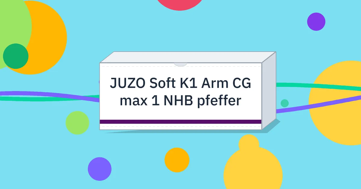 Symbolbild: Packung mit der Aufschrift JUZO Soft K1 Arm CG max 1 NHB pfeffer (PZN 15508715) – Verfügbarkeit und Bezug in Apotheken in Frankfurt am Main