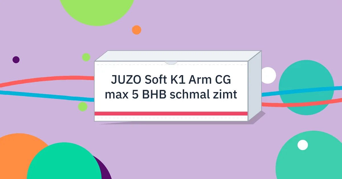Symbolbild: Packung mit der Aufschrift JUZO Soft K1 Arm CG max 5 BHB schmal zimt (PZN 15509525) – Verfügbarkeit und Bezug in Apotheken in Frankfurt am Main