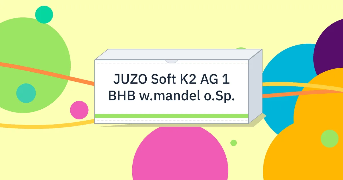 Symbolbild: Packung mit der Aufschrift JUZO Soft K2 AG 1 BHB w.mandel o.Sp. (PZN 14841565) – Verfügbarkeit und Bezug in Apotheken in Frankfurt am Main