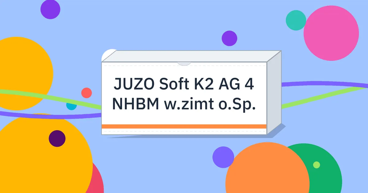 Symbolbild: Packung mit der Aufschrift JUZO Soft K2 AG 4 NHBM w.zimt o.Sp. (PZN 14997356) – Verfügbarkeit und Bezug in Apotheken in Frankfurt am Main