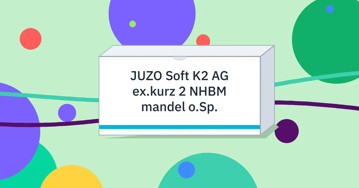 Symbolbild: Packung mit der Aufschrift JUZO Soft K2 AG ex.kurz 2 NHBM mandel o.Sp. (PZN 15002128) – Verfügbarkeit und Bezug in Apotheken in Frankfurt am Main