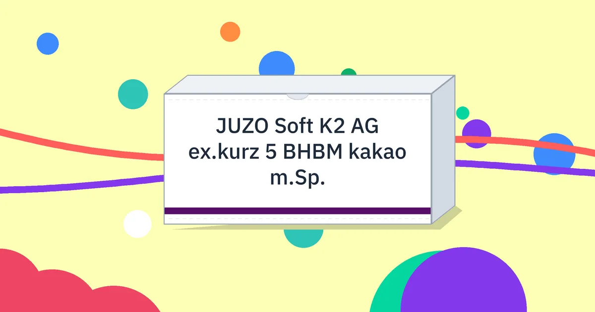 Symbolbild: Packung mit der Aufschrift JUZO Soft K2 AG ex.kurz 5 BHBM kakao m.Sp. (PZN 14860628) – Verfügbarkeit und Bezug in Apotheken in Frankfurt am Main