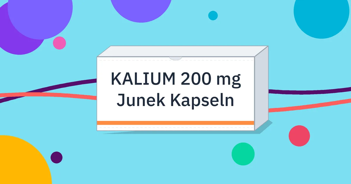 Symbolbild: Packung mit der Aufschrift KALIUM 200 mg Junek Kapseln (PZN 10336936) – Verfügbarkeit und Bezug in Apotheken in Frankfurt am Main