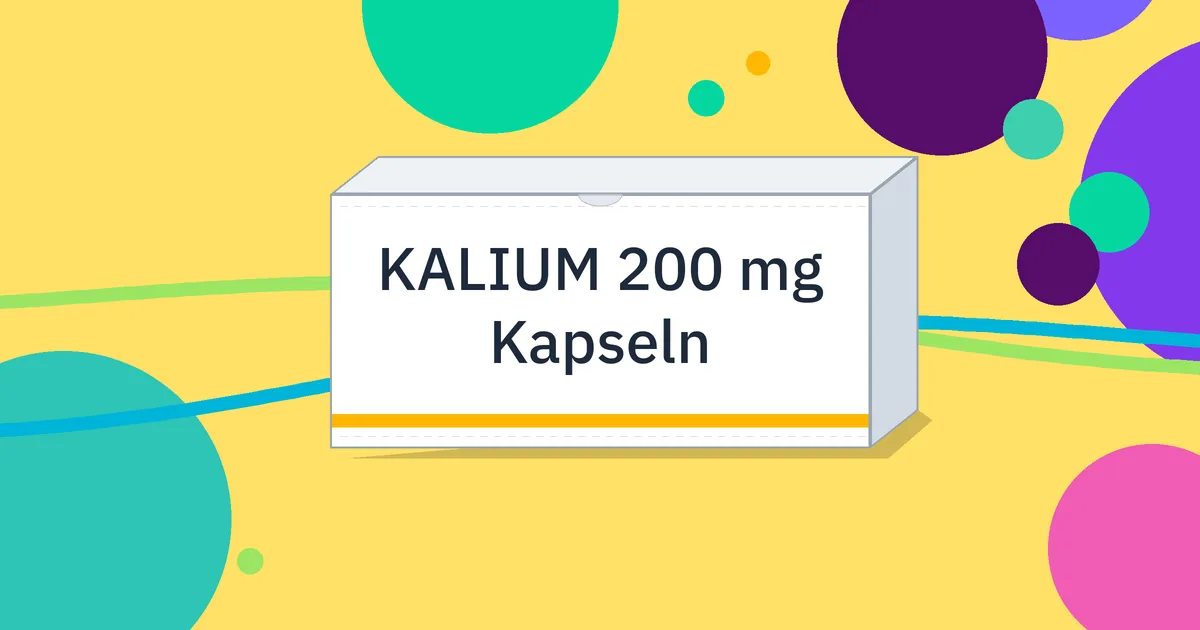 Symbolbild: Packung mit der Aufschrift KALIUM 200 mg Kapseln (PZN 07775483) – Verfügbarkeit und Bezug in Apotheken in Frankfurt am Main