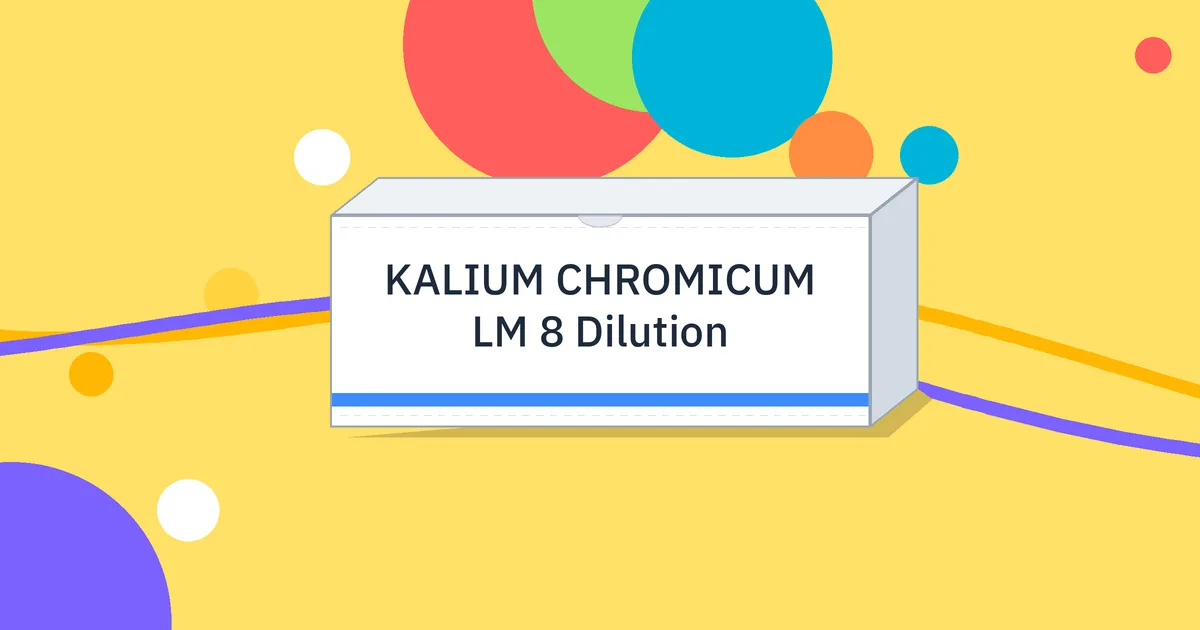 Symbolbild: Packung mit der Aufschrift KALIUM CHROMICUM LM 8 Dilution (PZN 12919168) – Verfügbarkeit und Bezug in Apotheken in Frankfurt am Main