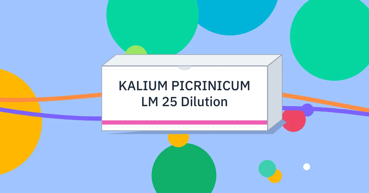 Symbolbild: Packung mit der Aufschrift KALIUM PICRINICUM LM 25 Dilution (PZN 12925134) – Verfügbarkeit und Bezug in Apotheken in Frankfurt am Main