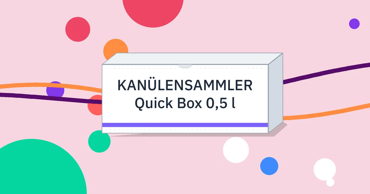 Symbolbild: Packung mit der Aufschrift KANÜLENSAMMLER Quick Box 0,5 l (PZN 09291625) – Verfügbarkeit und Bezug in Apotheken in Frankfurt am Main