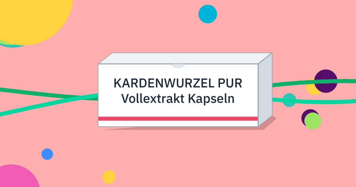 Symbolbild: Packung mit der Aufschrift KARDENWURZEL PUR Vollextrakt Kapseln (PZN 09617825) – Verfügbarkeit und Bezug in Apotheken in Frankfurt am Main