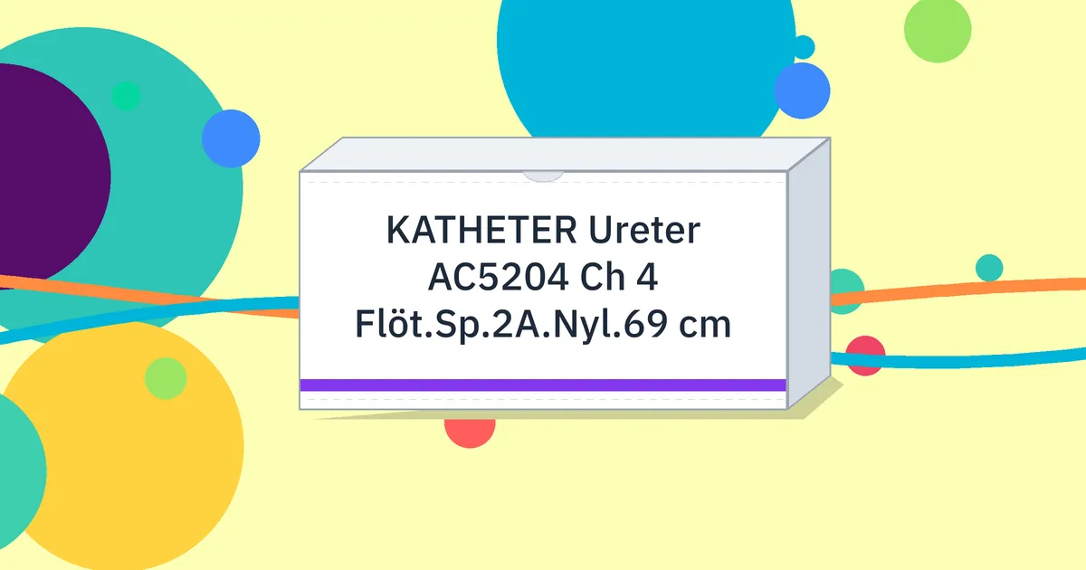 Symbolbild: Packung mit der Aufschrift KATHETER Ureter AC5204 Ch 4 Flöt.Sp.2A.Nyl.69 cm (PZN 01588308) – Verfügbarkeit und Bezug in Apotheken in Frankfurt am Main