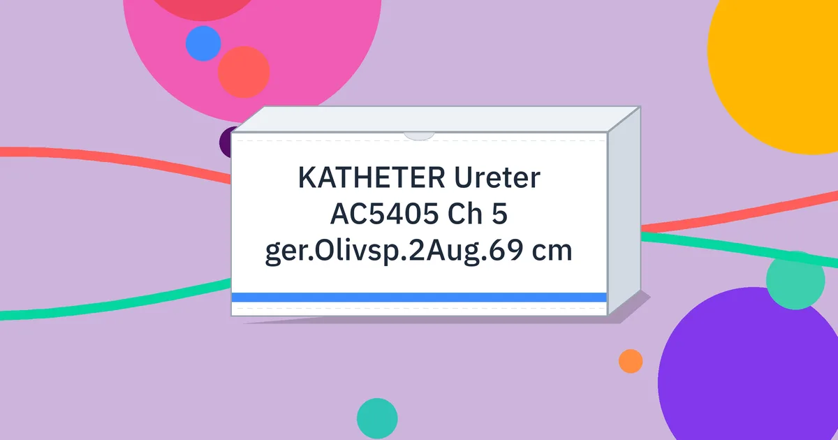 Symbolbild: Packung mit der Aufschrift KATHETER Ureter AC5405 Ch 5 ger.Olivsp.2Aug.69 cm (PZN 00488131) – Verfügbarkeit und Bezug in Apotheken in Frankfurt am Main