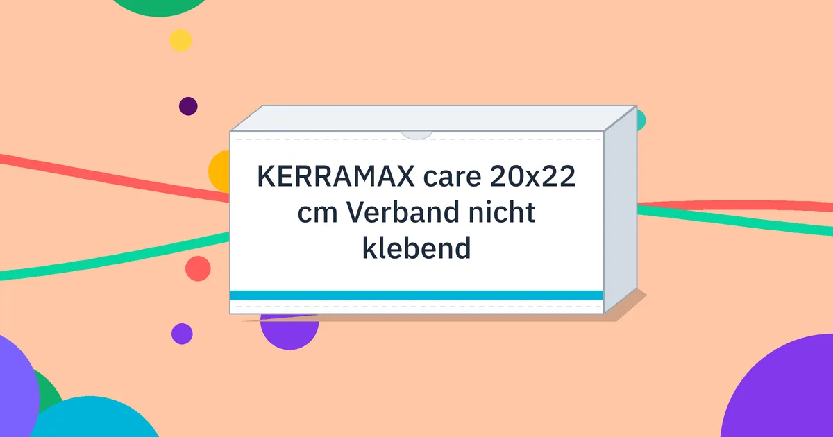 Symbolbild: Packung mit der Aufschrift KERRAMAX care 20x22 cm Verband nicht klebend (PZN 12548772) – Verfügbarkeit und Bezug in Apotheken in Frankfurt am Main