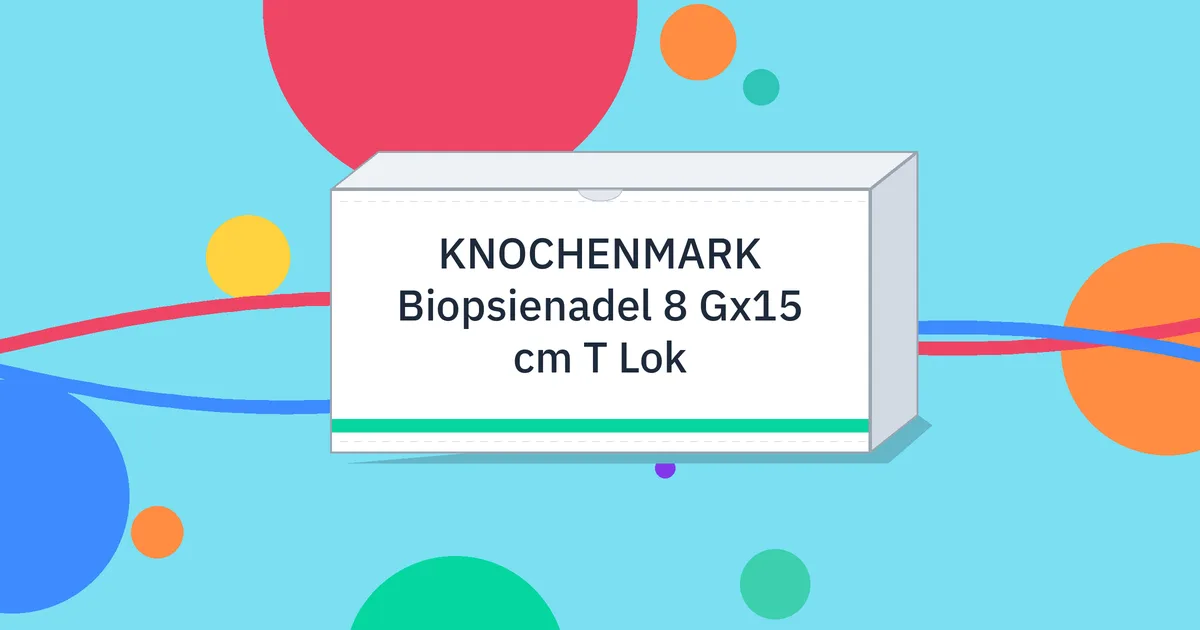 Symbolbild: Packung mit der Aufschrift KNOCHENMARK Biopsienadel 8 Gx15 cm T Lok (PZN 07566561) – Verfügbarkeit und Bezug in Apotheken in Frankfurt am Main