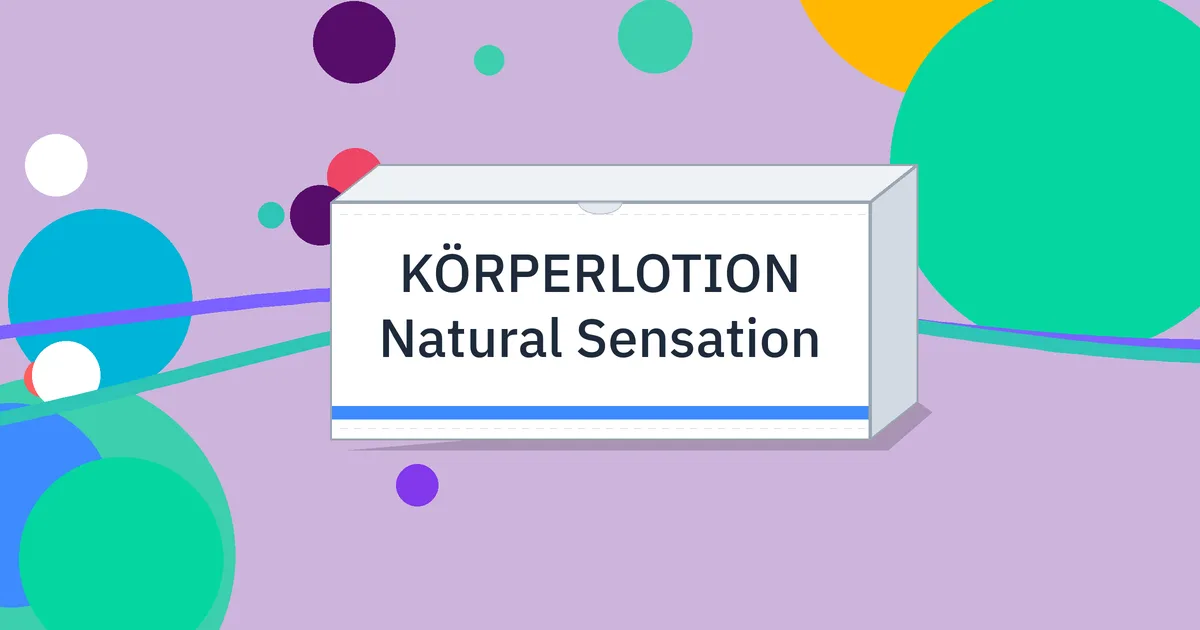 Symbolbild: Packung mit der Aufschrift KÖRPERLOTION Natural Sensation (PZN 20843812) – Verfügbarkeit und Bezug in Apotheken in Frankfurt am Main